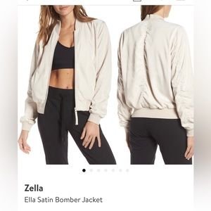 Zella | Jackets & Coats | Zella Light Pink Satin Bomber Jacket | Poshmark